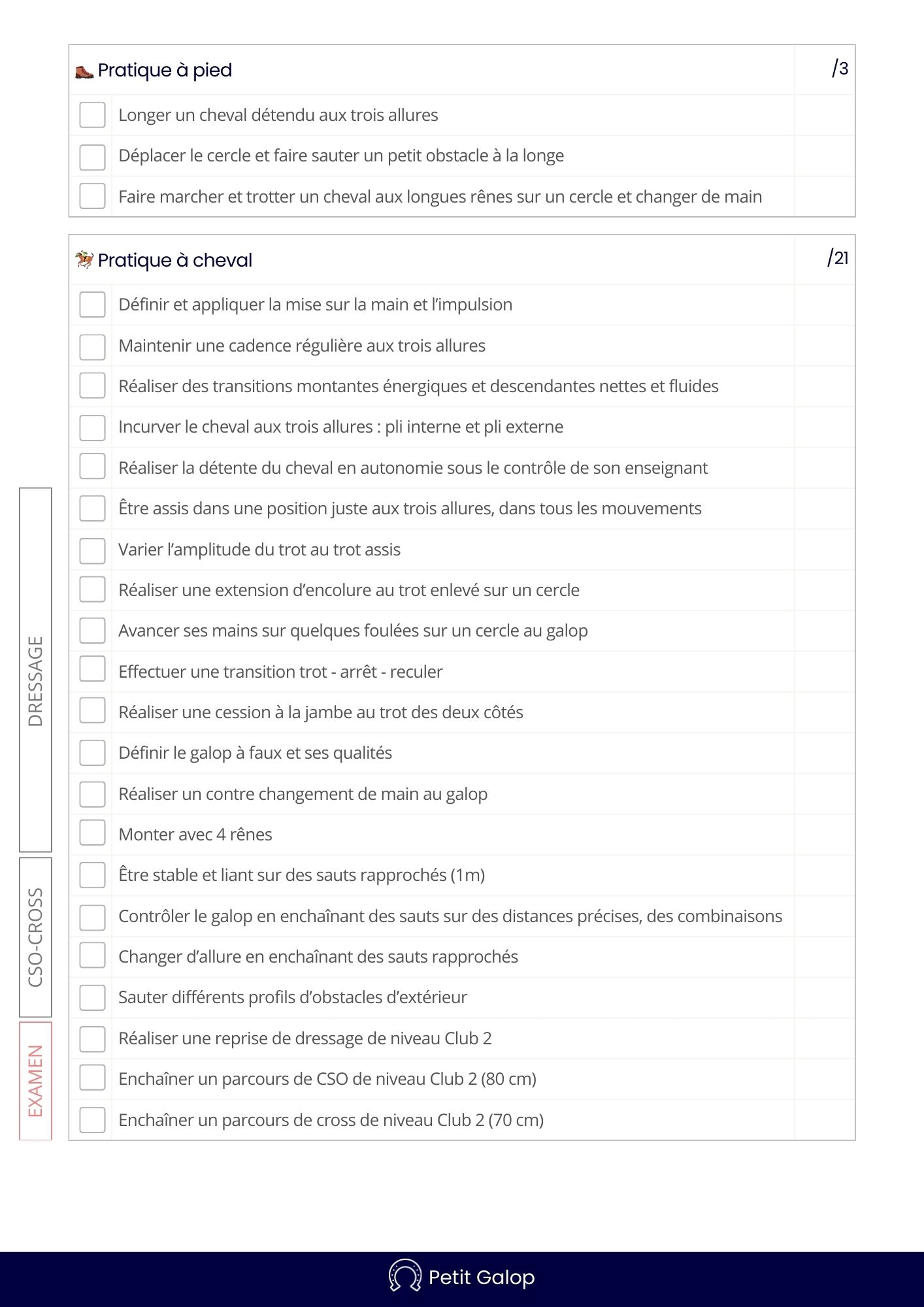 Le programme officiel du Galop 6 - Petit Galop